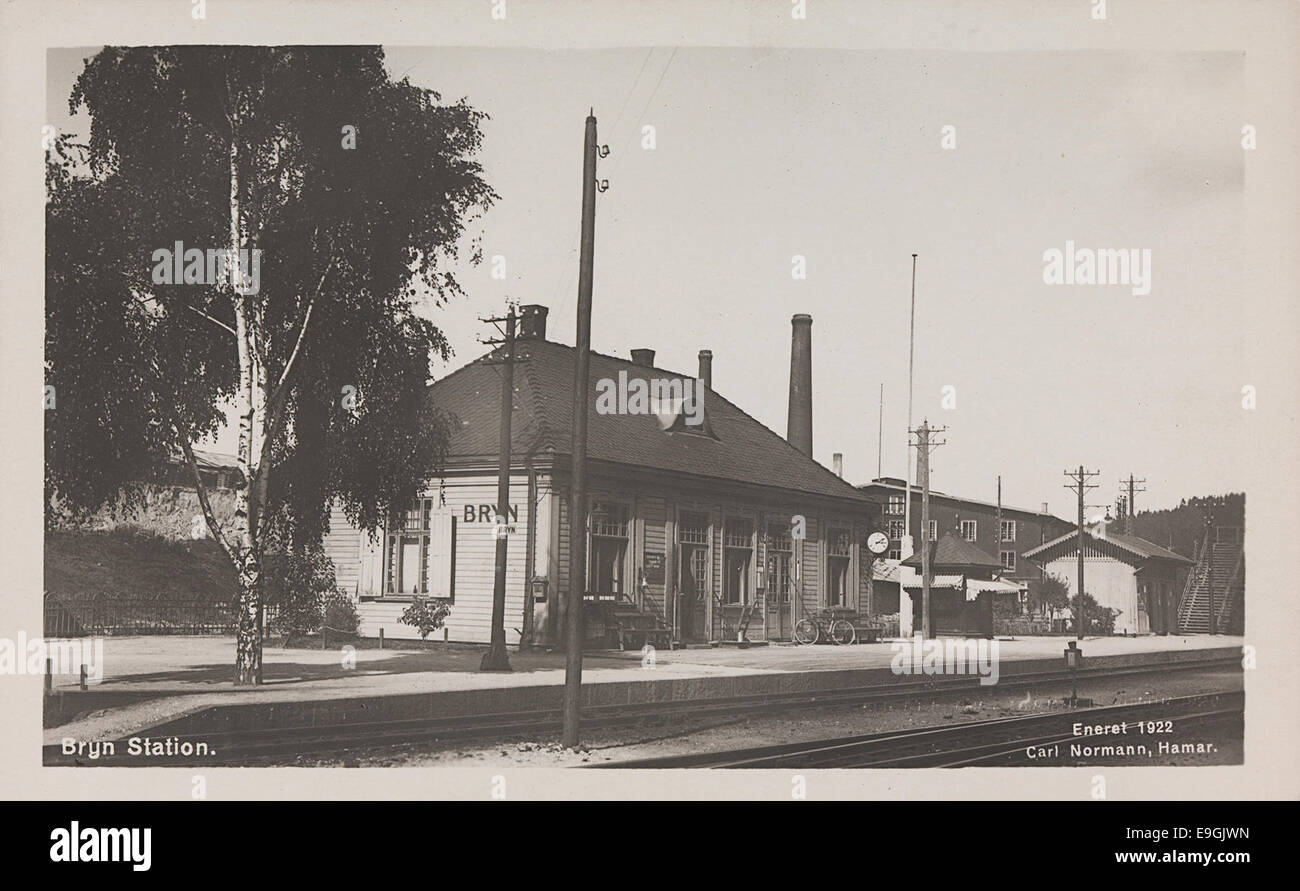 A photograph of Bryn Station in Oslo, taken around 1922. Captured by ...