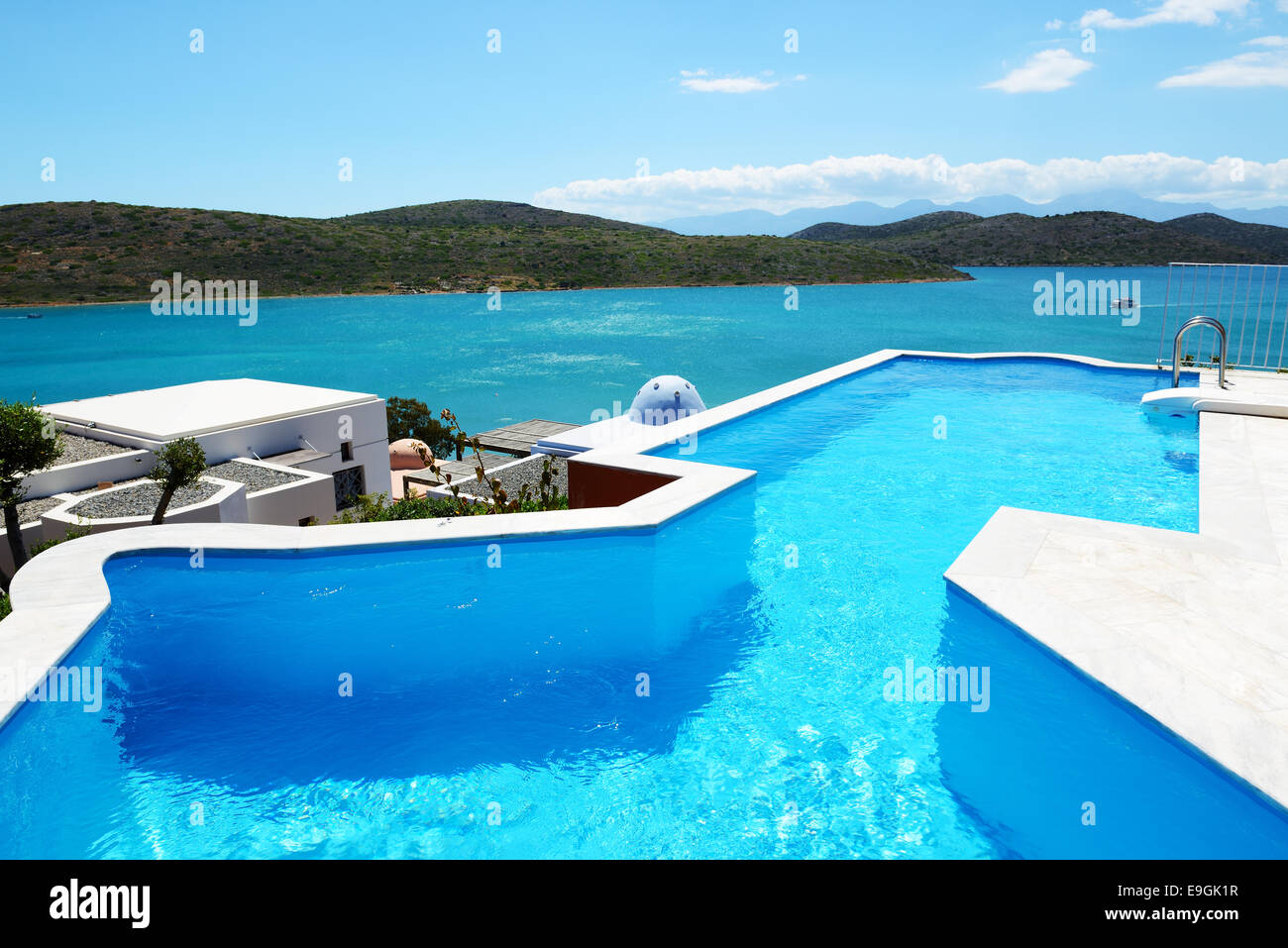 Swimming pool at luxury hotel, Crete, Greece Stock Photo - Alamy