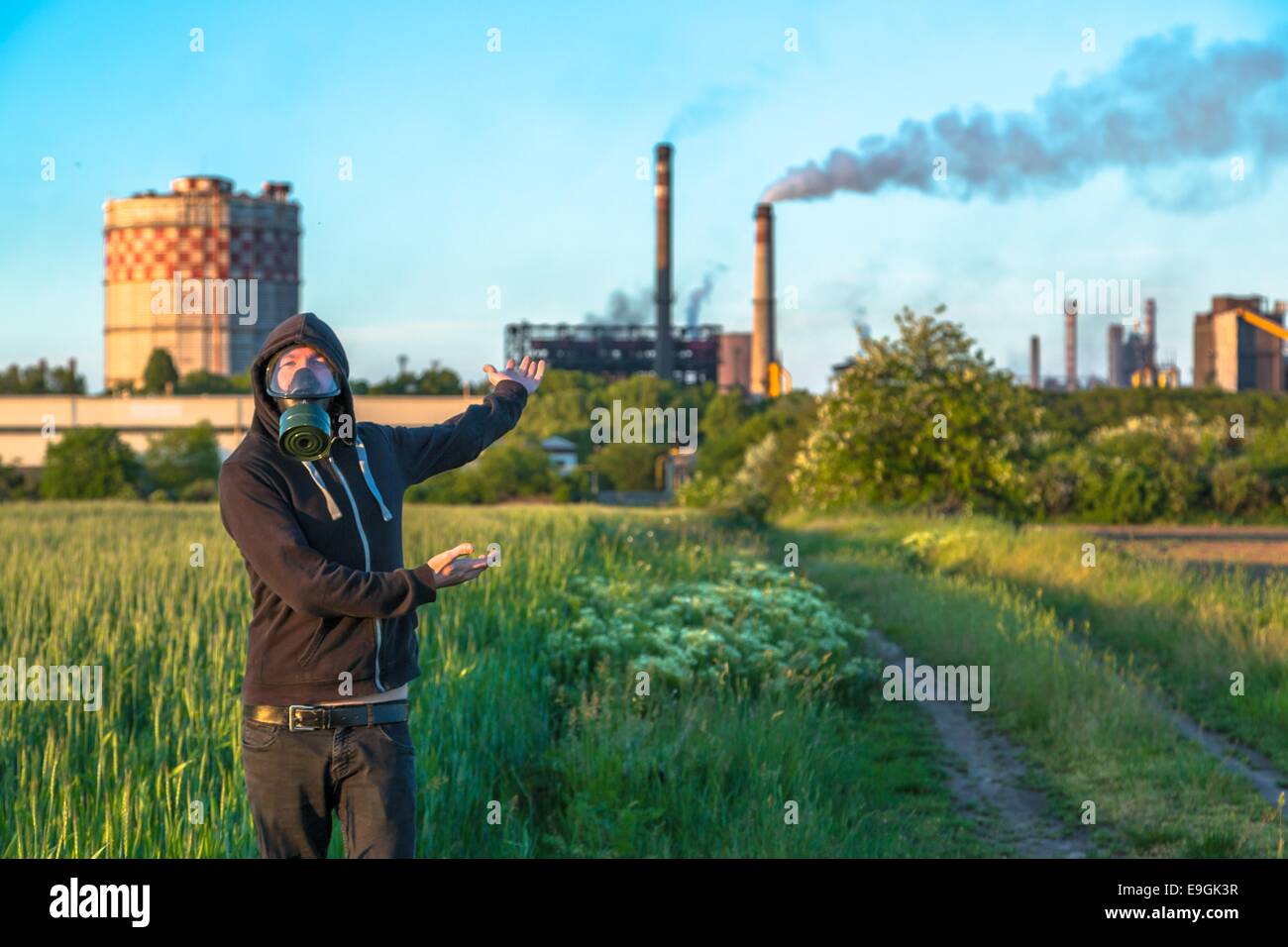 Rural landscape with factory Stock Photo - Alamy