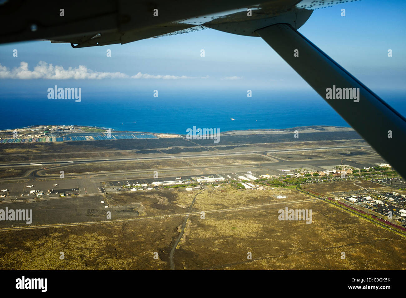 Aerial view of Keahole Airport, KOA, Kona International Airport in ...
