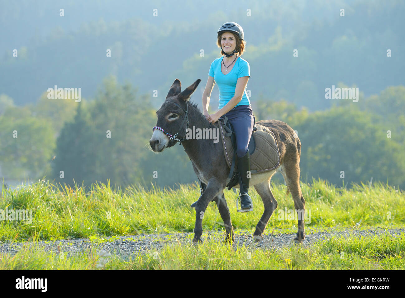 Woman riding donkey hi-res stock photography and images - Alamy