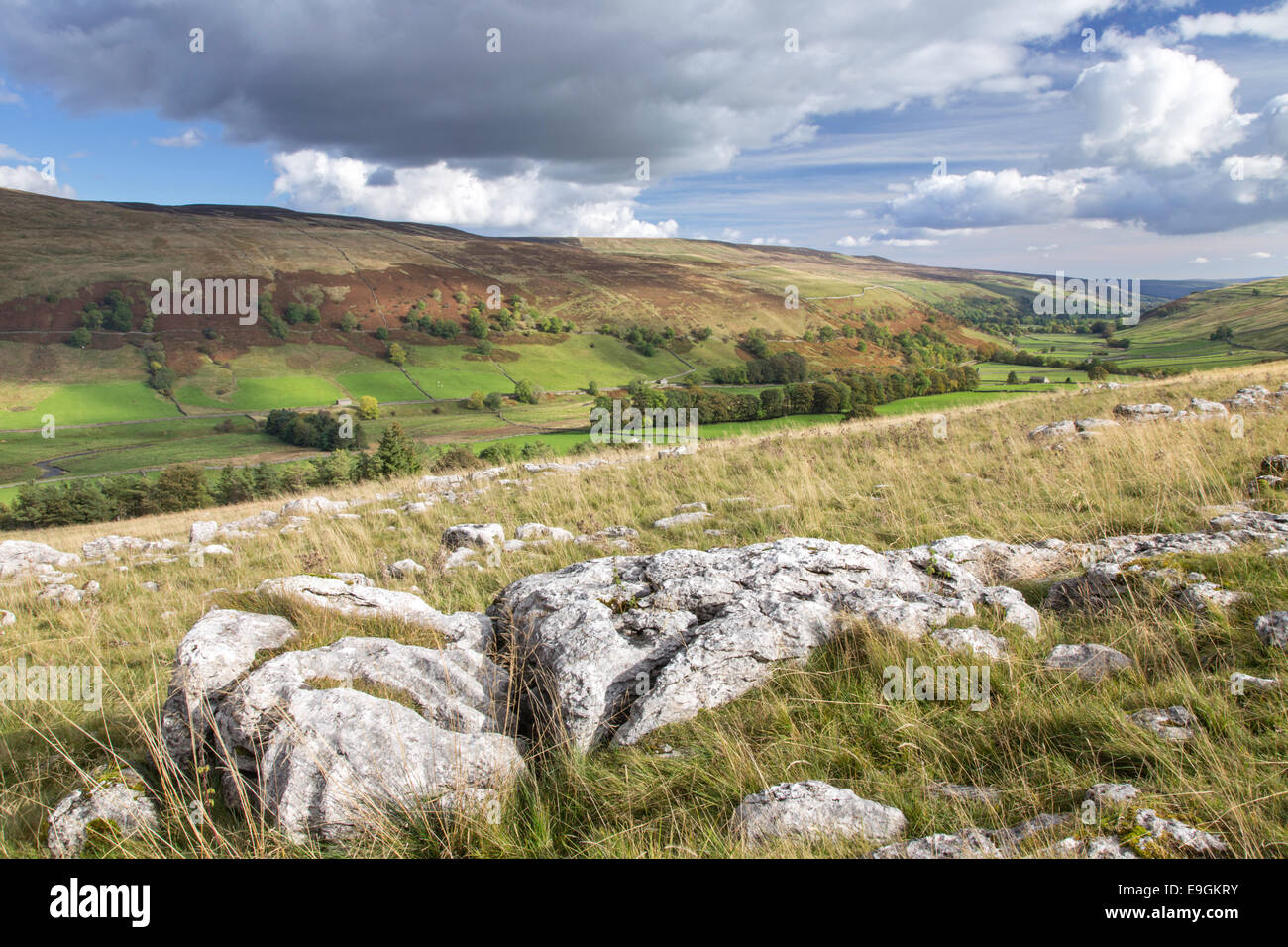 Limestone pavements above Littondale, " Yorkshire Dales National Park ...