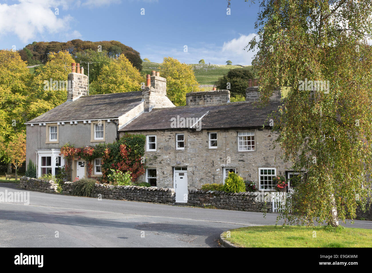Autumn in the attractive village of Langcliffe near Settle,Yorkshire ...