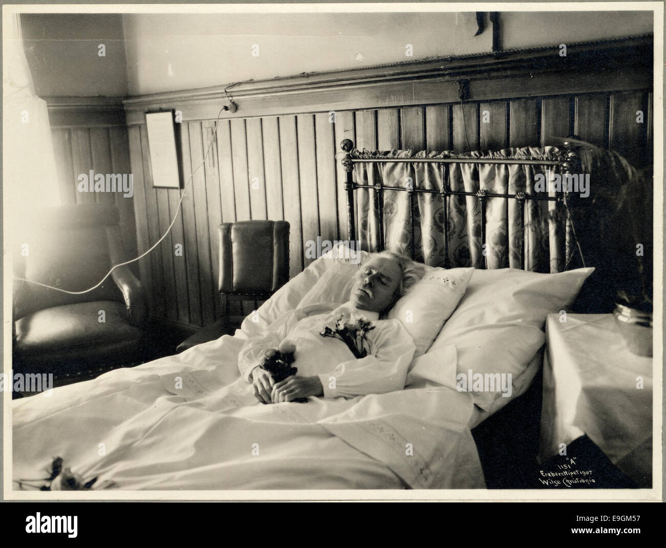 A posthumous photograph of composer Edvard Grieg, taken in September ...
