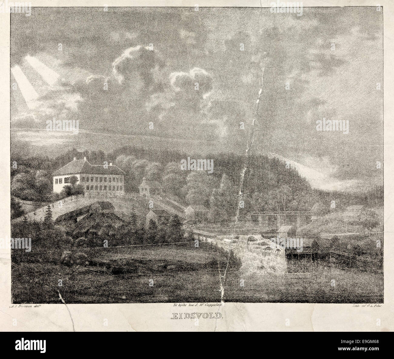 This lithograph illustrates the Eidsvold event of 1814, a pivotal ...