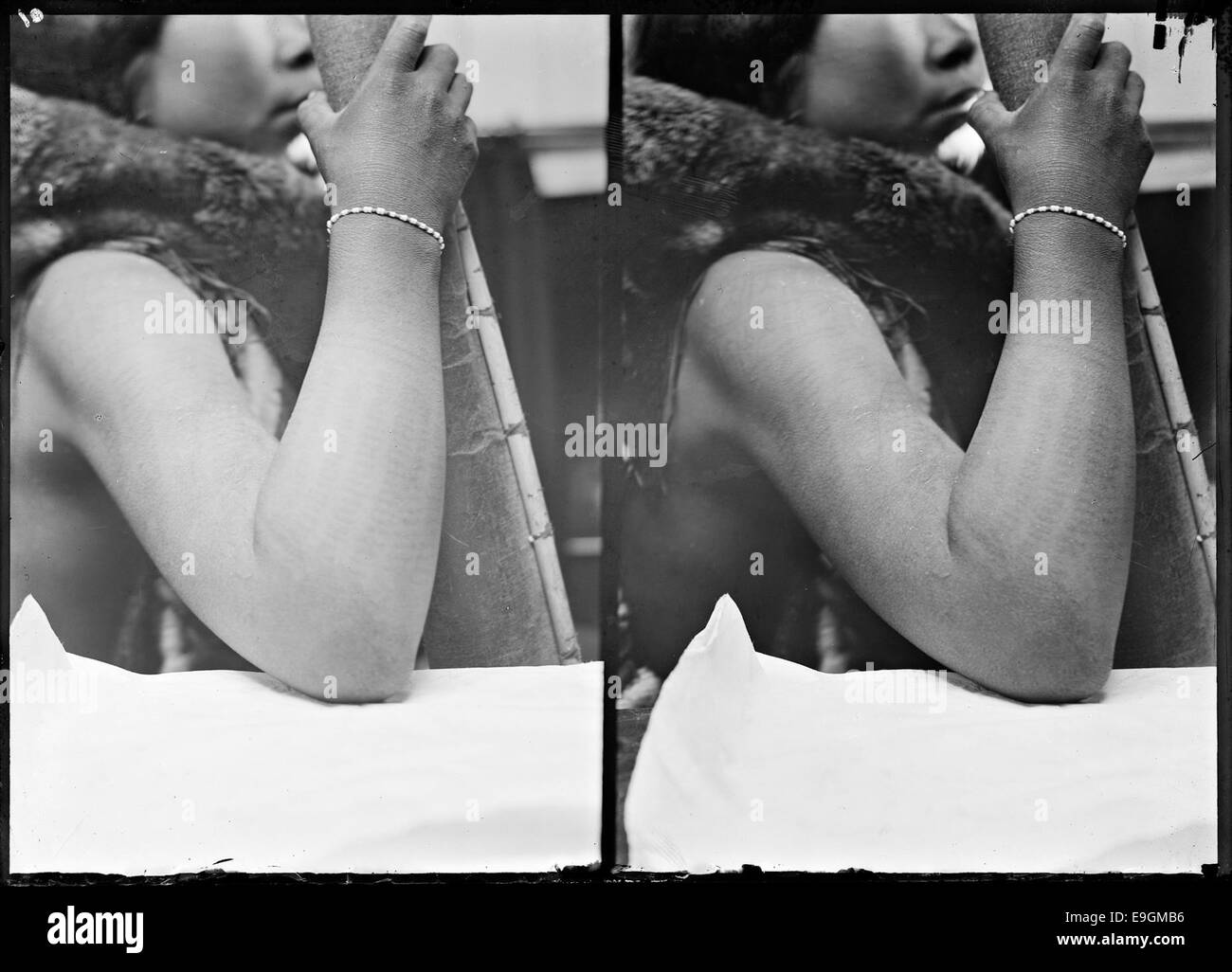 A portrait of an Inuit woman with tattooed arms aboard the 'Gjæa ...