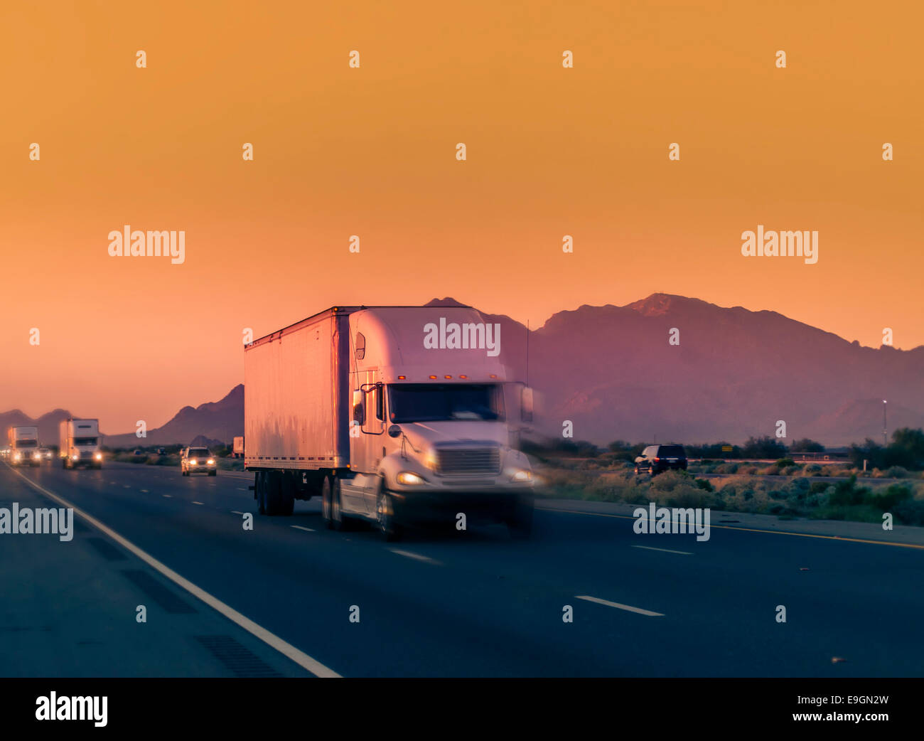 Truck driving through desert hi-res stock photography and images - Alamy