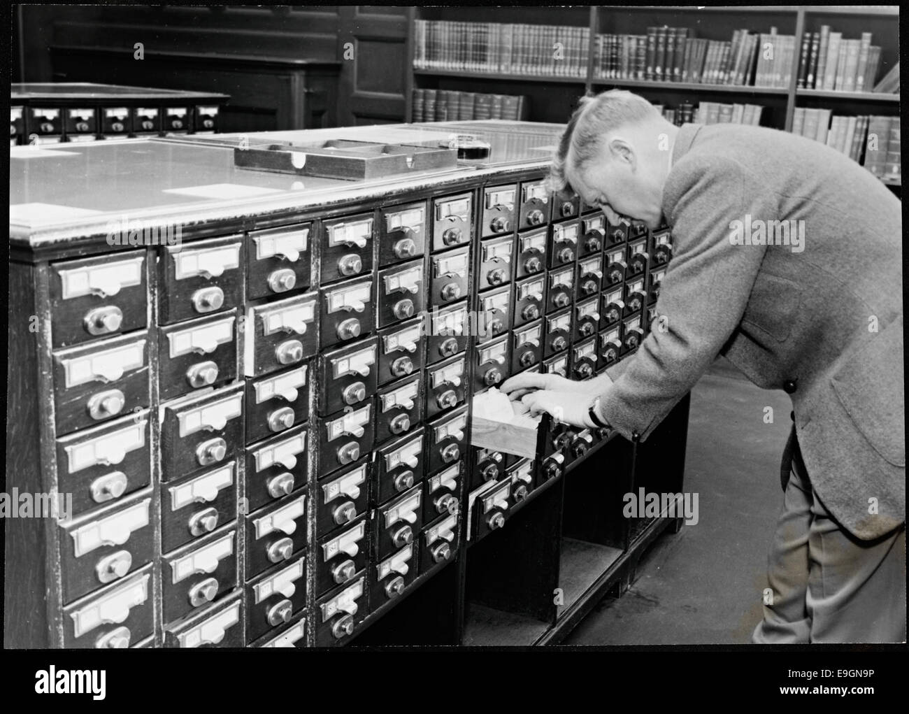 A 1949 photograph of the catalog room in the public department of the ...