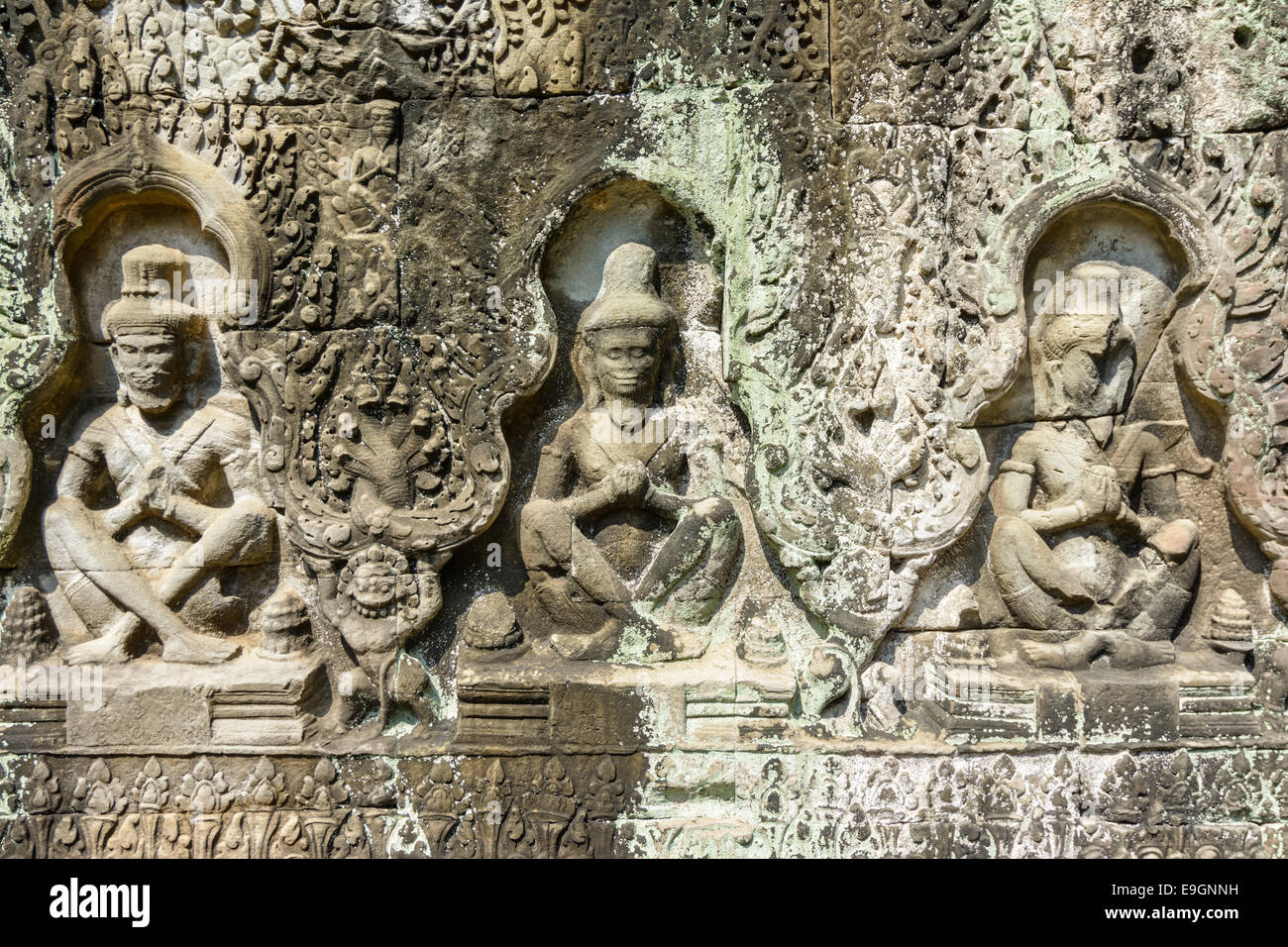 Bas-relief at the ancient temple of Angkor Wat, Cambodia Stock Photo ...