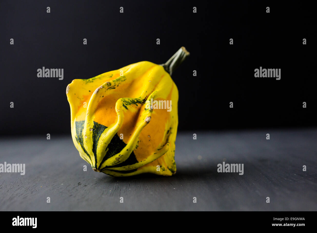 Organic miniature gourds on black background Stock Photo - Alamy