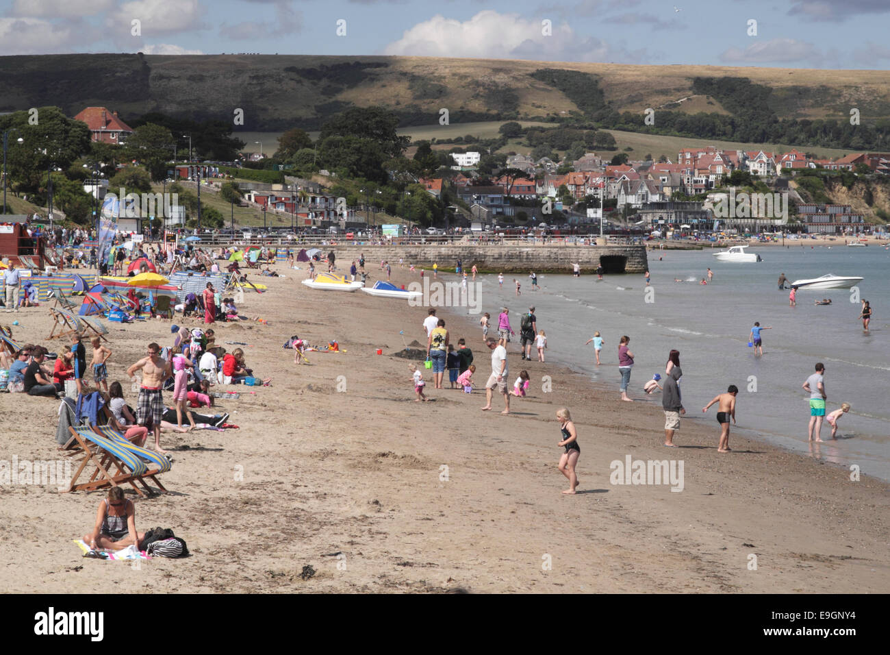 Swanage beach Dorset summer 2014 Stock Photo - Alamy
