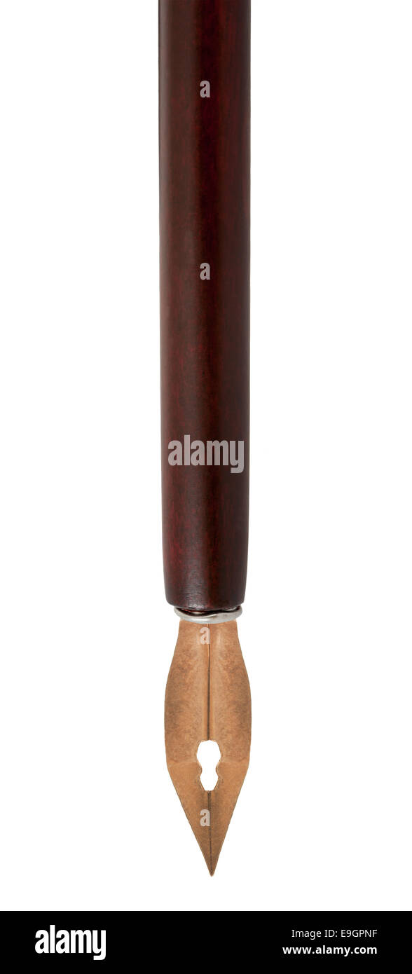 old ink dip pen isolated on white background Stock Photo - Alamy