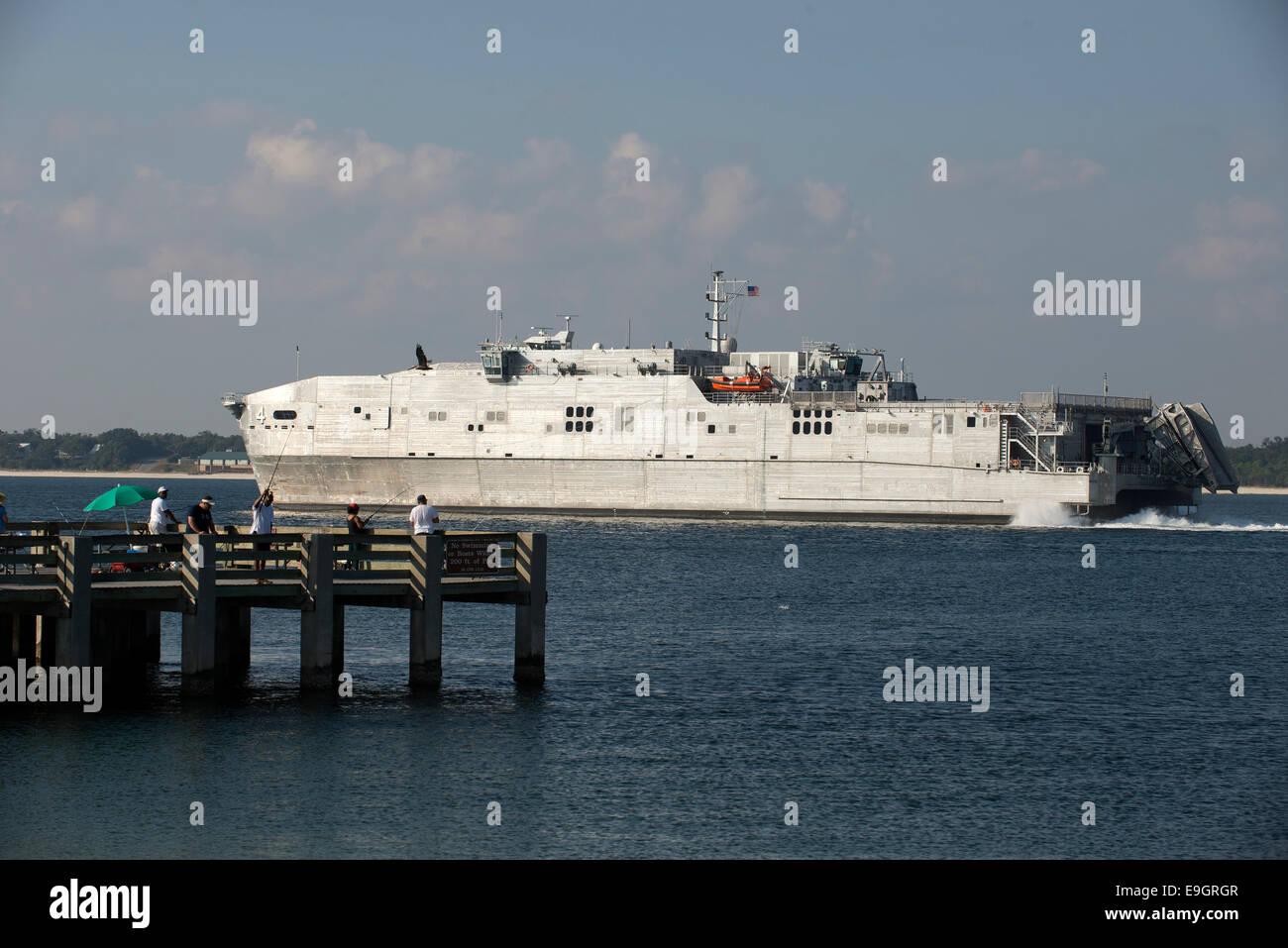 USNS Fall River Spearhead Class US Navy Ship underway Penscola Bay ...