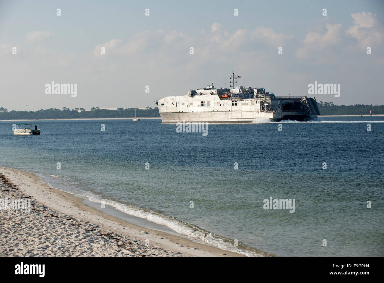 USNS Fall River Spearhead Class US Navy Ship underway Penscola Bay ...