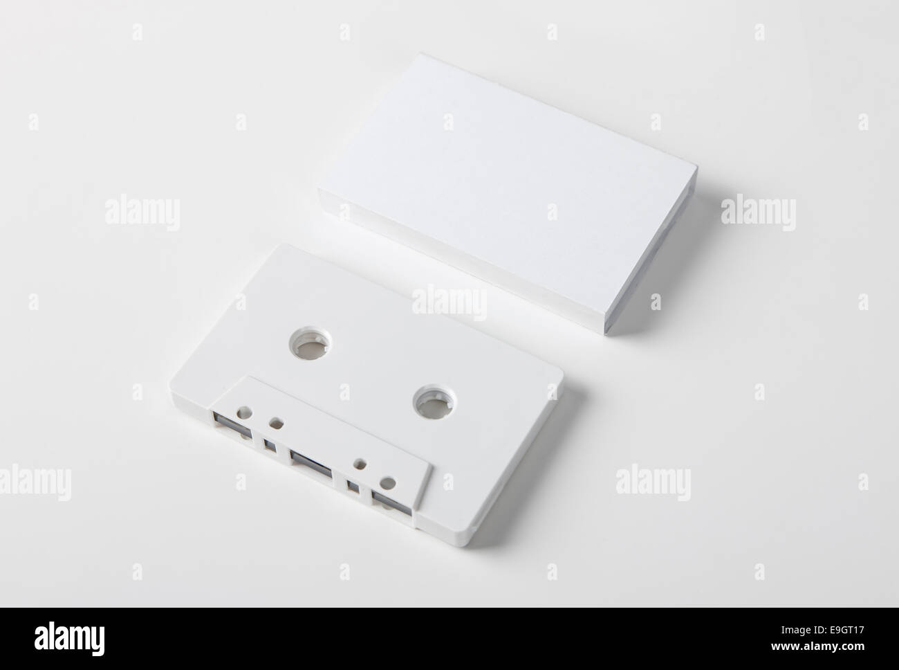 Blank audio cassette on white background with blank packaging Stock ...