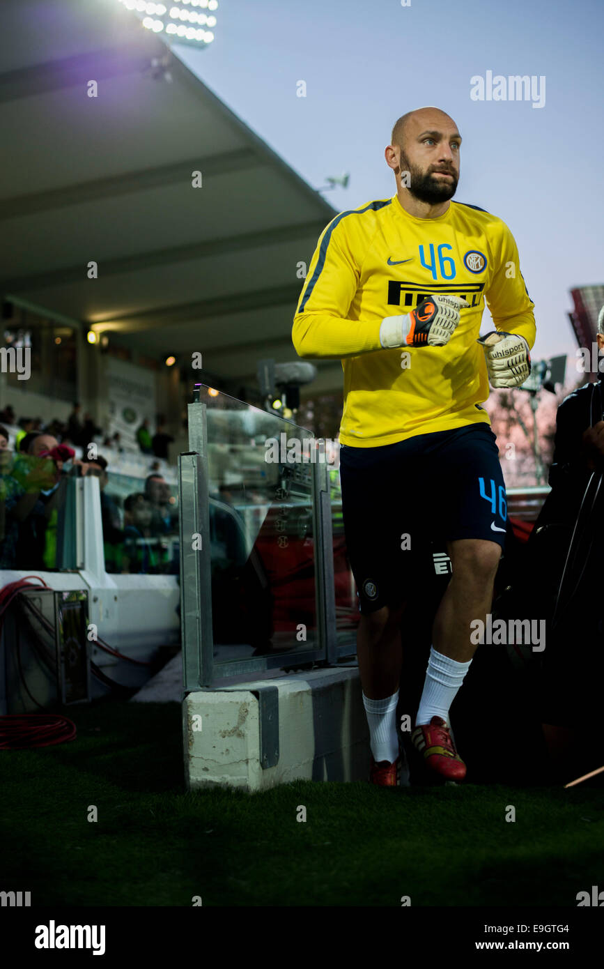 Cesena, Italy. 26th Oct, 2014. Tommaso Berni (Inter) Football/Soccer ...