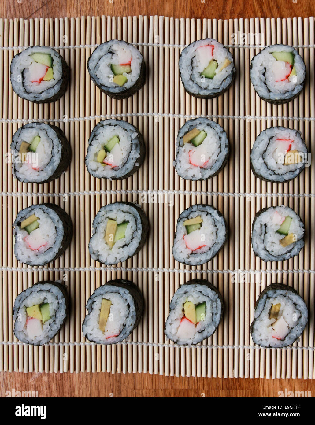Sushi on a bambus mat Stock Photo - Alamy