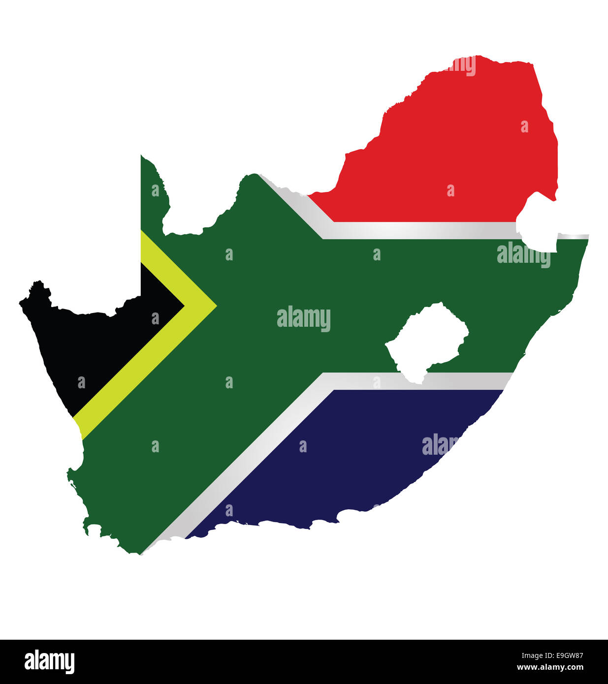 Flag of the Republic of South Africa overlaid on outline map Stock ...