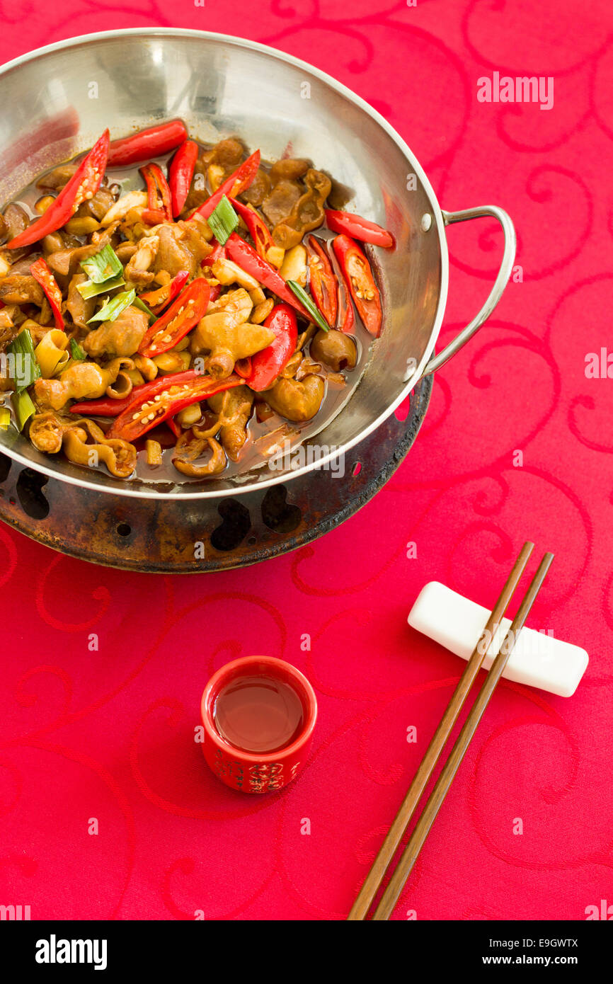 Chinese cuisine griddle pork intestines Stock Photo - Alamy