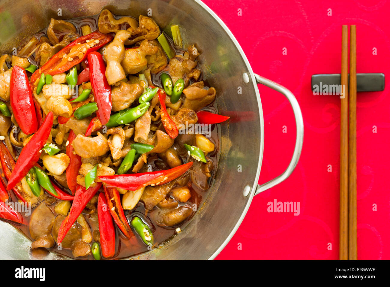 Chinese cuisine griddle pork intestines Stock Photo - Alamy