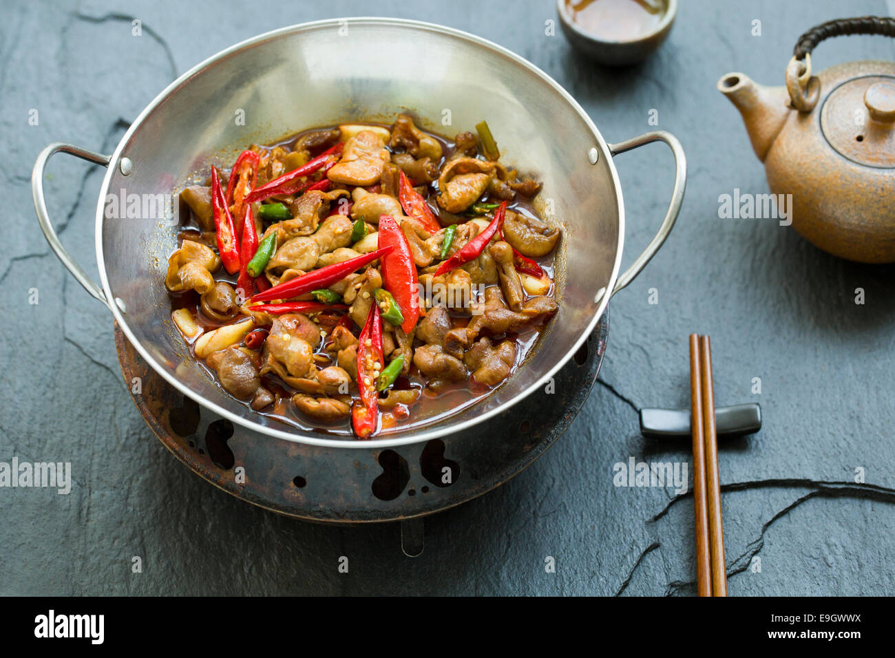 Chinese cuisine griddle pork intestines Stock Photo - Alamy