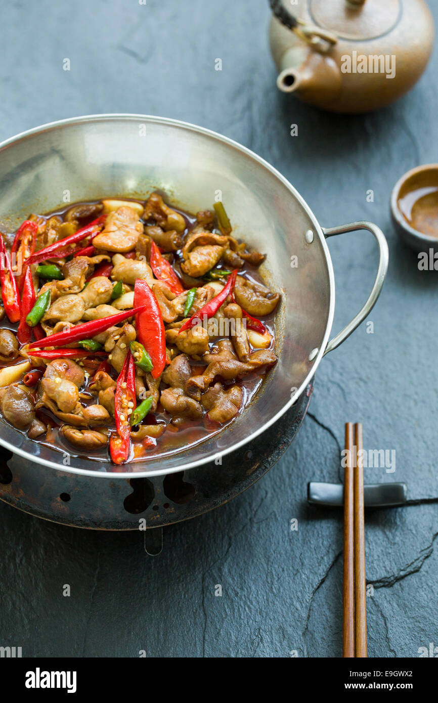 Chinese cuisine griddle pork intestines Stock Photo - Alamy