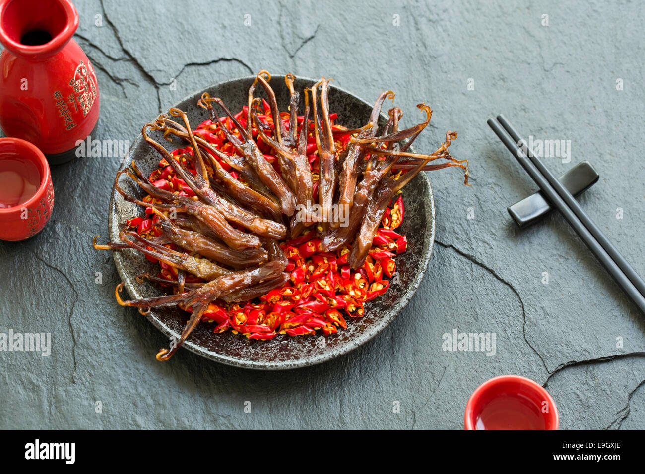 Chinese cuisine braised duck tongues Stock Photo - Alamy