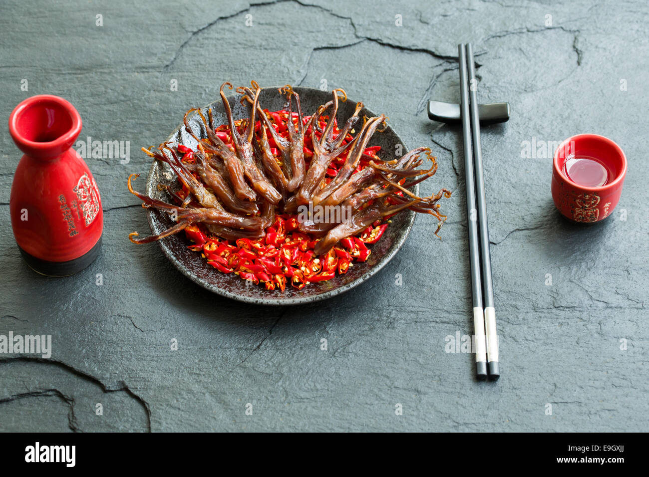Chinese cuisine braised duck tongues Stock Photo - Alamy