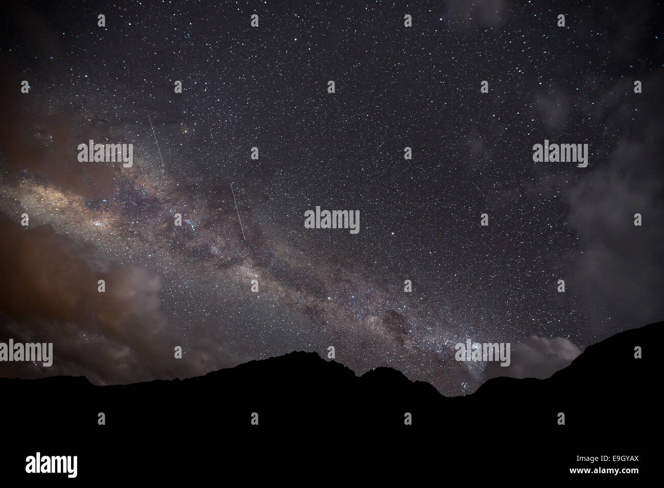 The Milky Way over the Cordillera Blanca mountains in Santa Cruz valley ...