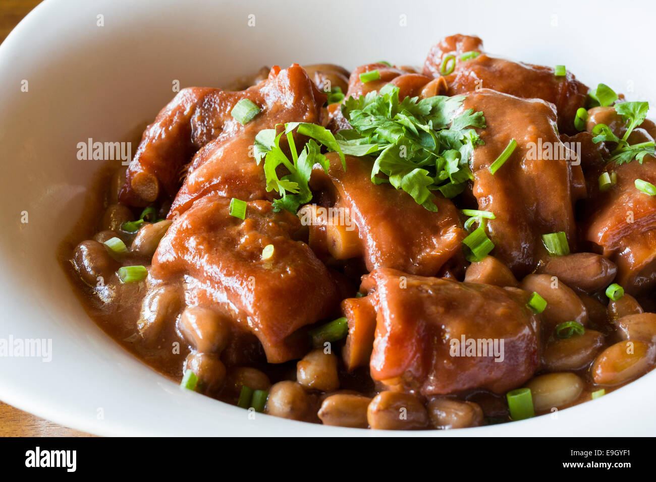 Chinese cuisine braised Dongpo pork hock with brown sauce Stock Photo ...