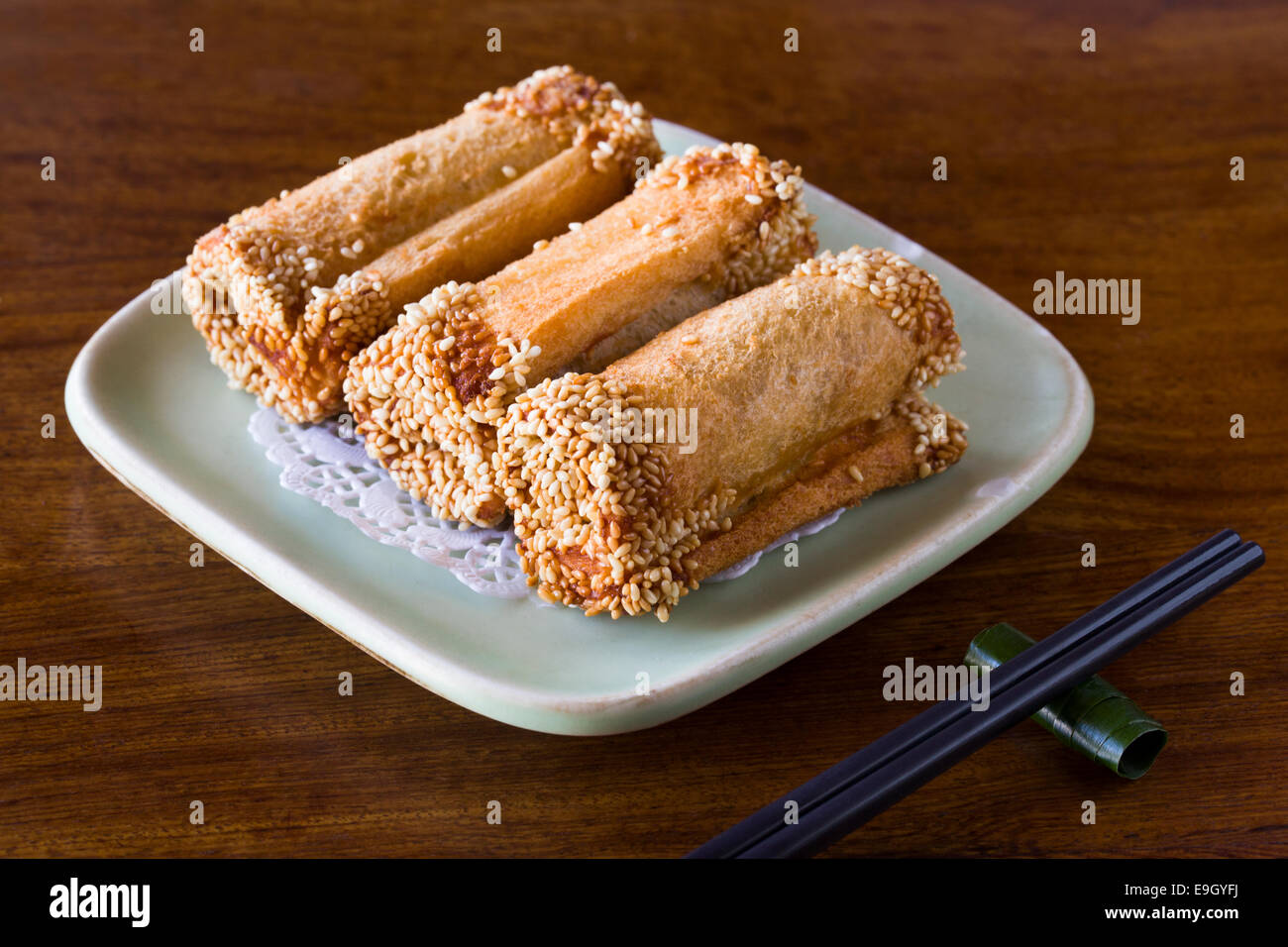 Traditional Chinese dim sum mashed taro roll Stock Photo - Alamy
