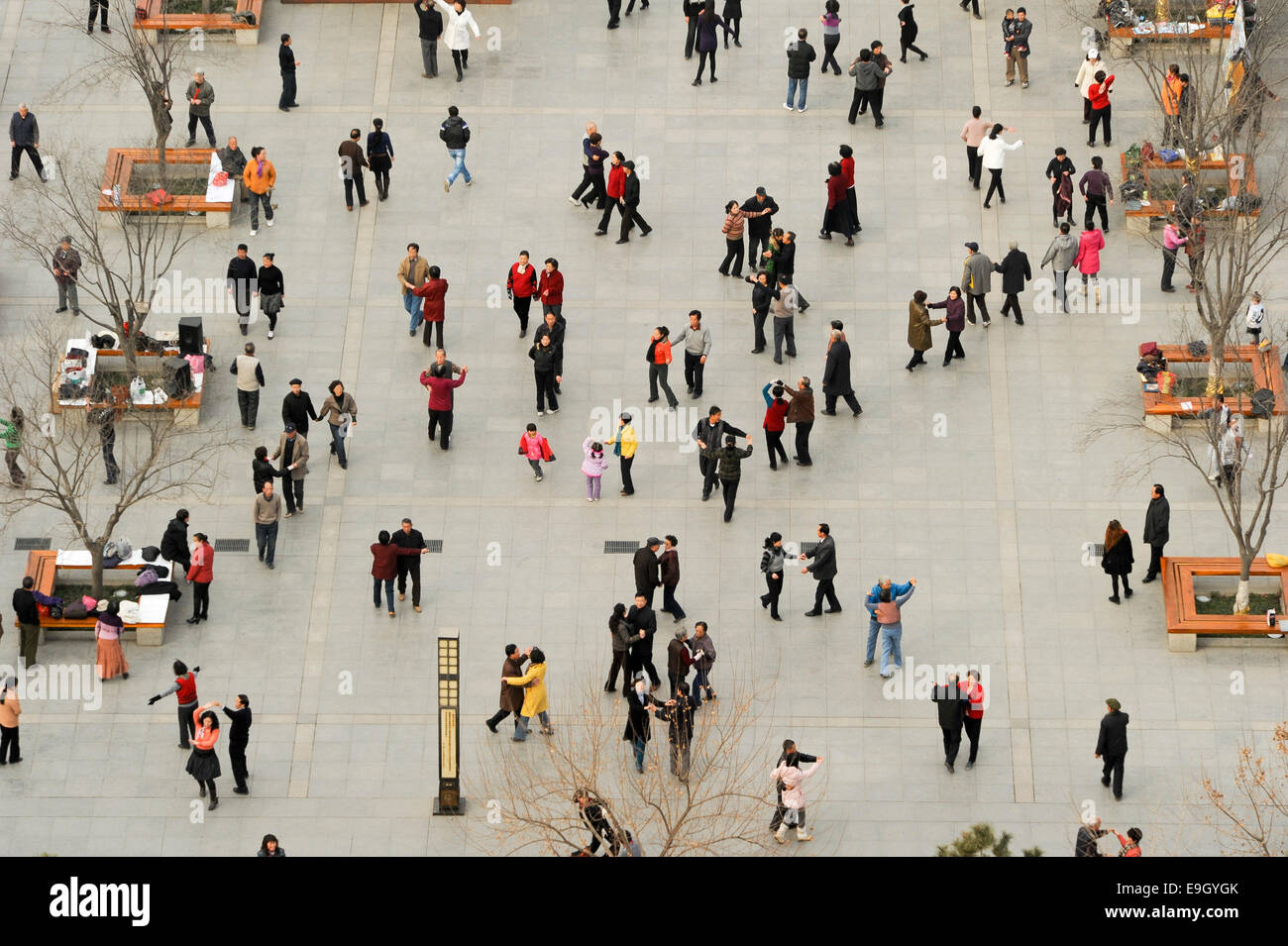 CHINA Province Shaanxi city Xian , people dance at morning at public ...