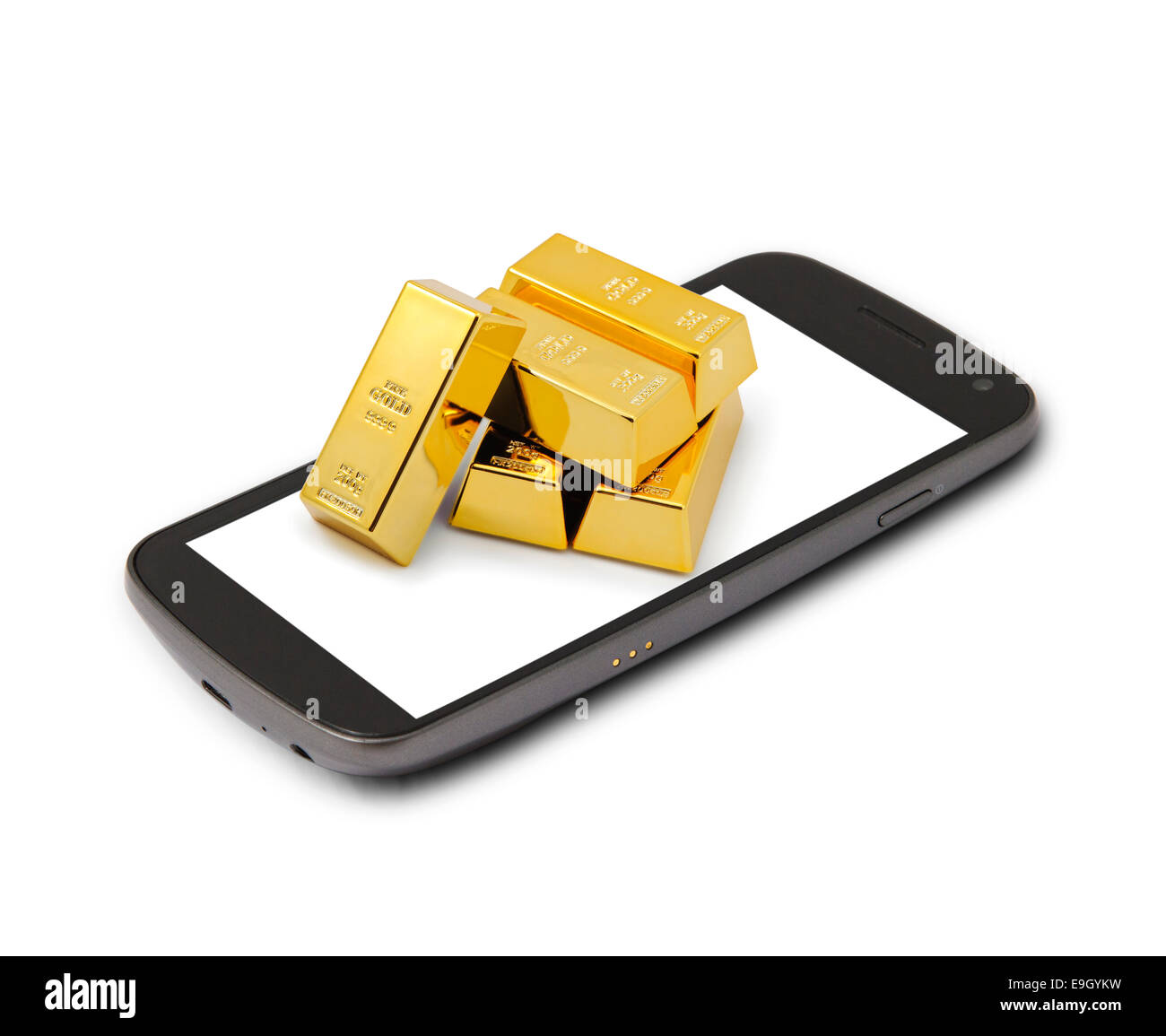 Mobile shopping gold Stock Photo - Alamy