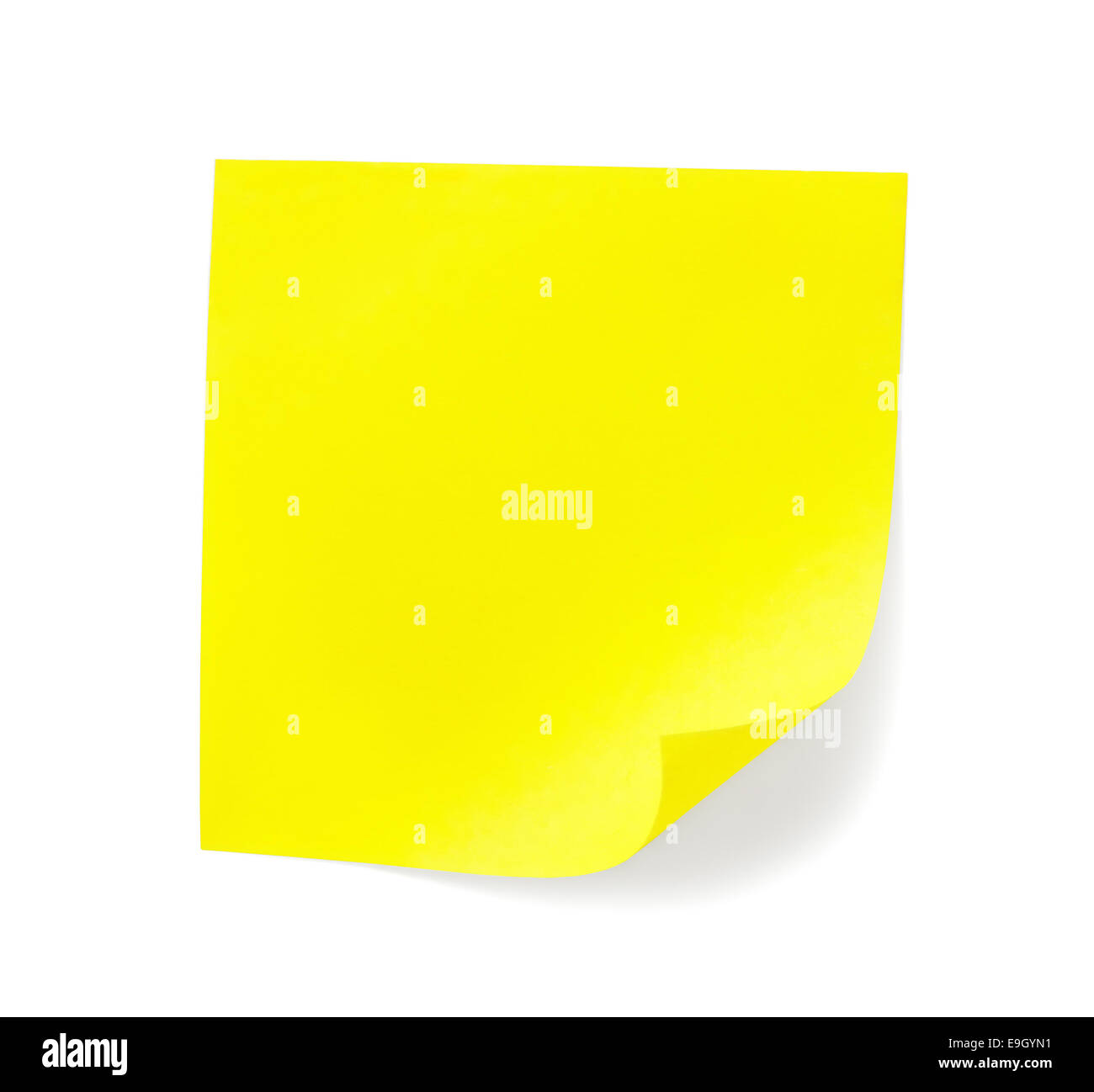 yellow sticky note with shade on white Stock Photo - Alamy