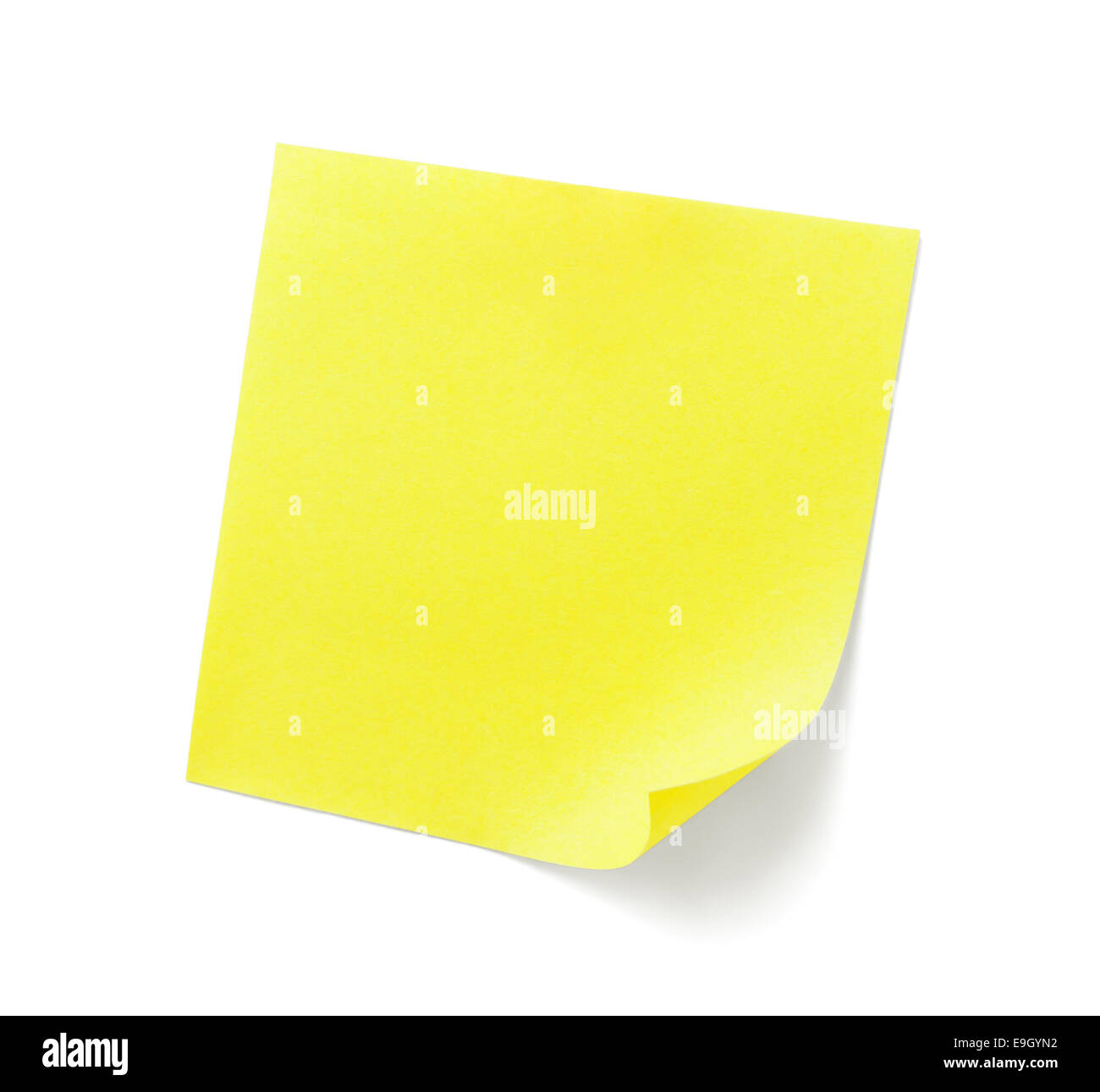 yellow sticky note with shade on white Stock Photo - Alamy