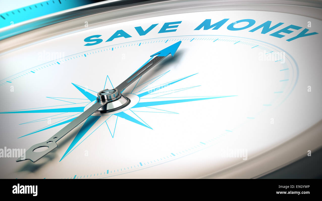 Financial solutions or money management concept image. Compass pointing ...