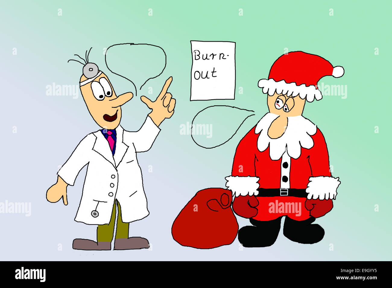 Exhausted Santa Claus at doctors office Stock Photo - Alamy