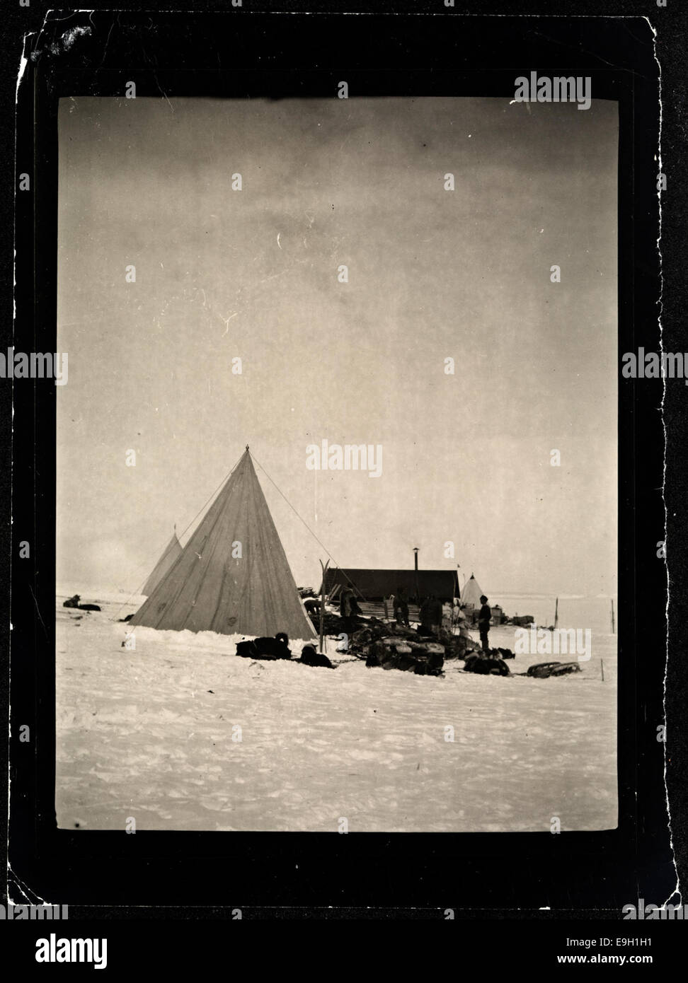This historic photograph shows Framheim, the base camp of Roald ...