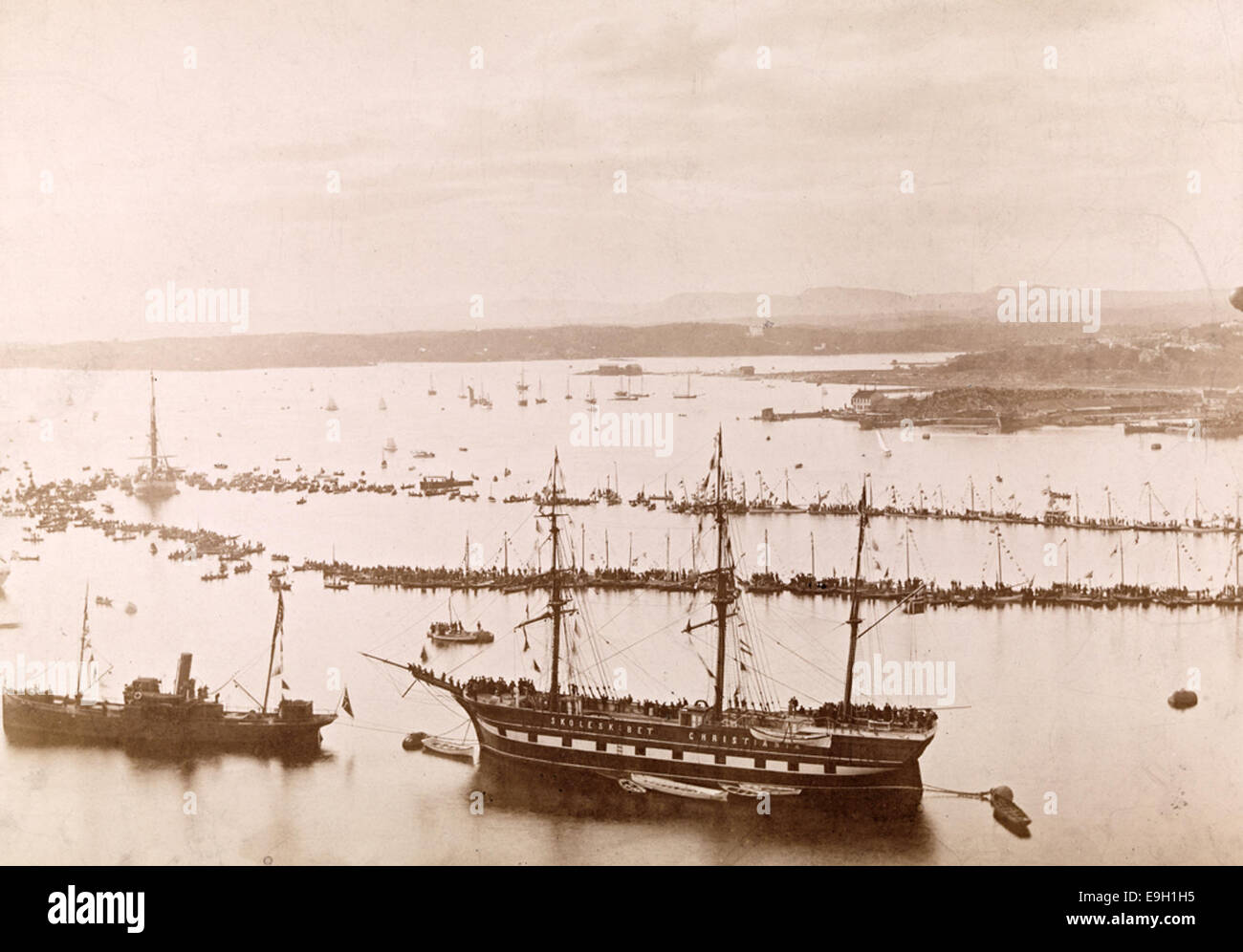 A photograph of the return of the ship *Fram* to Christiania (now Oslo ...