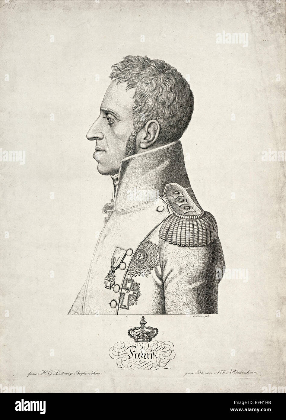 A portrait of King Frederik VI of Denmark, depicting the monarch in ...