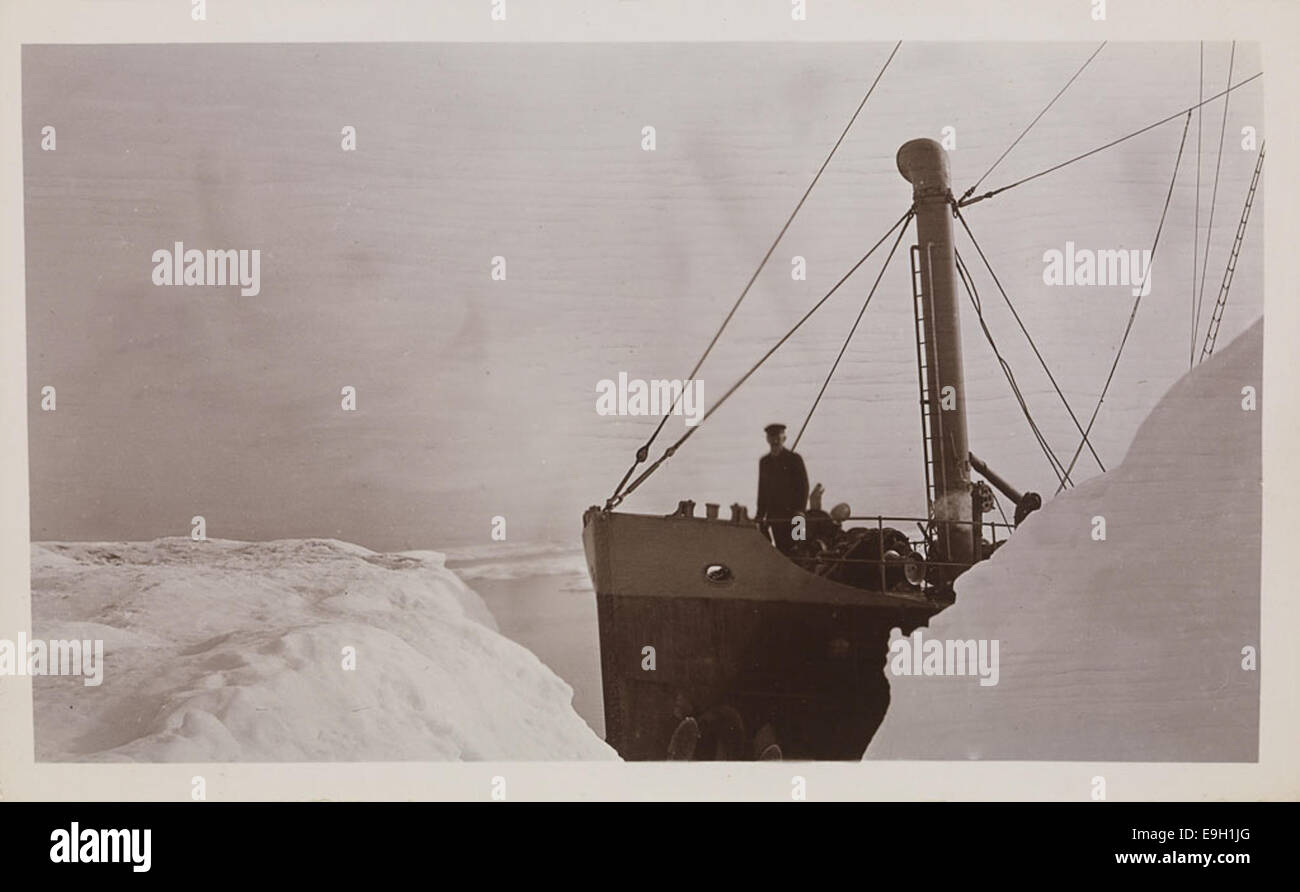 A photograph of Fridtjof Nansen onboard his expedition vessel, possibly ...