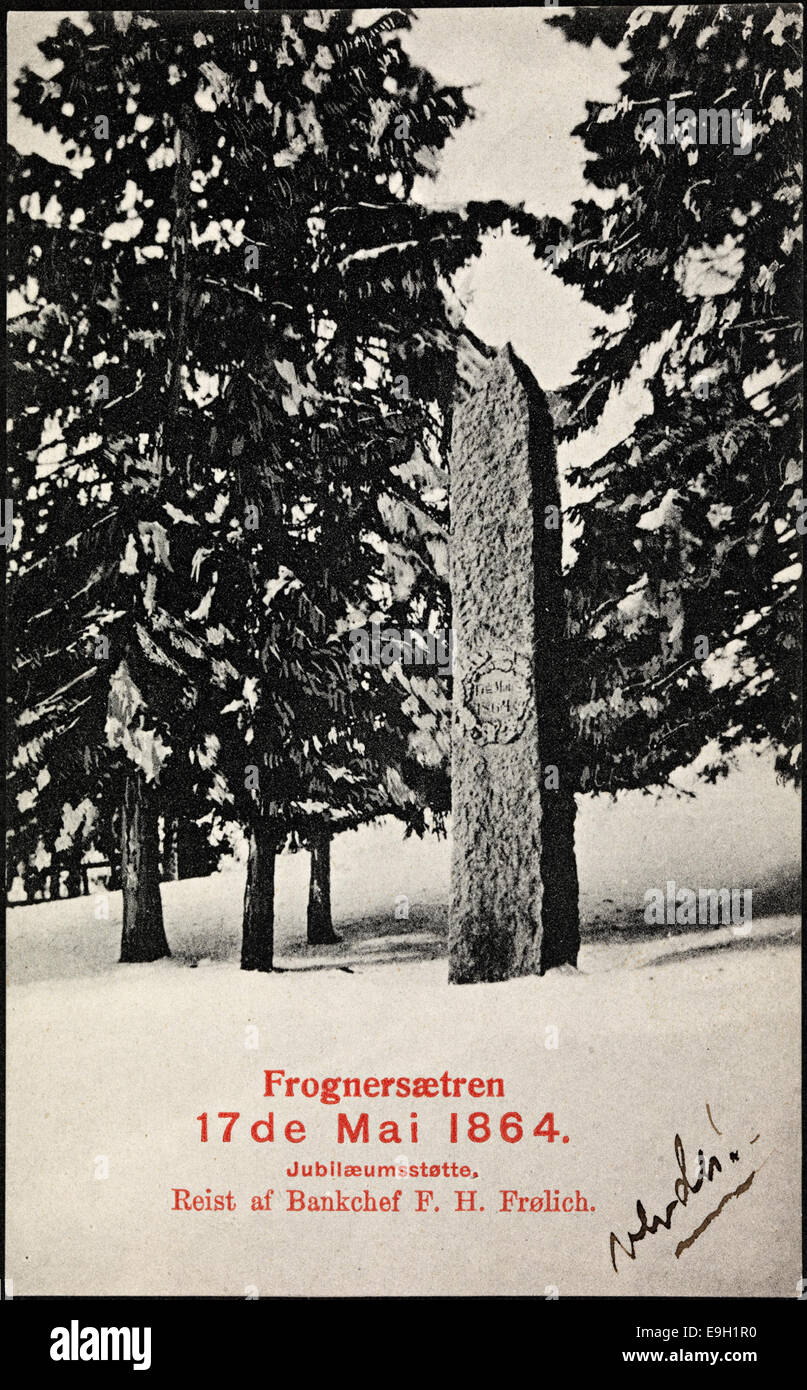 A vintage postcard showing Frognerseteren, Oslo, on the 17th of May ...