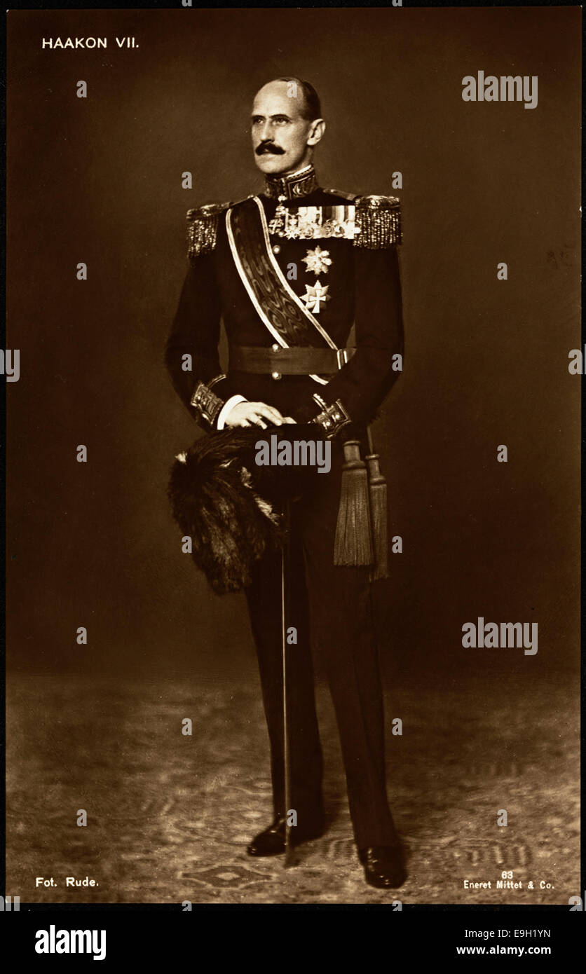 This image features King Haakon VII of Norway, a significant monarch in ...