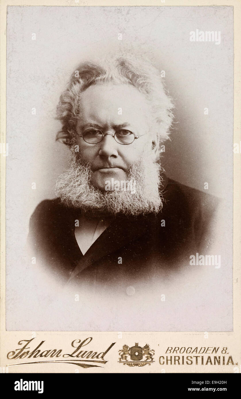 This is a portrait photograph of Henrik Ibsen, taken by Johan Lund in ...