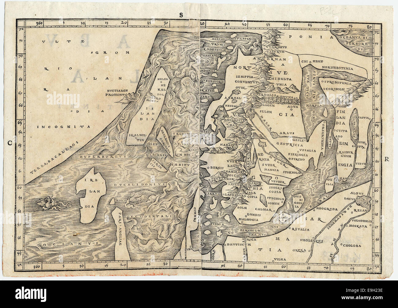 A map titled Jacob Ziegler's Nordenkart, dated either 1532 or 1536. The ...
