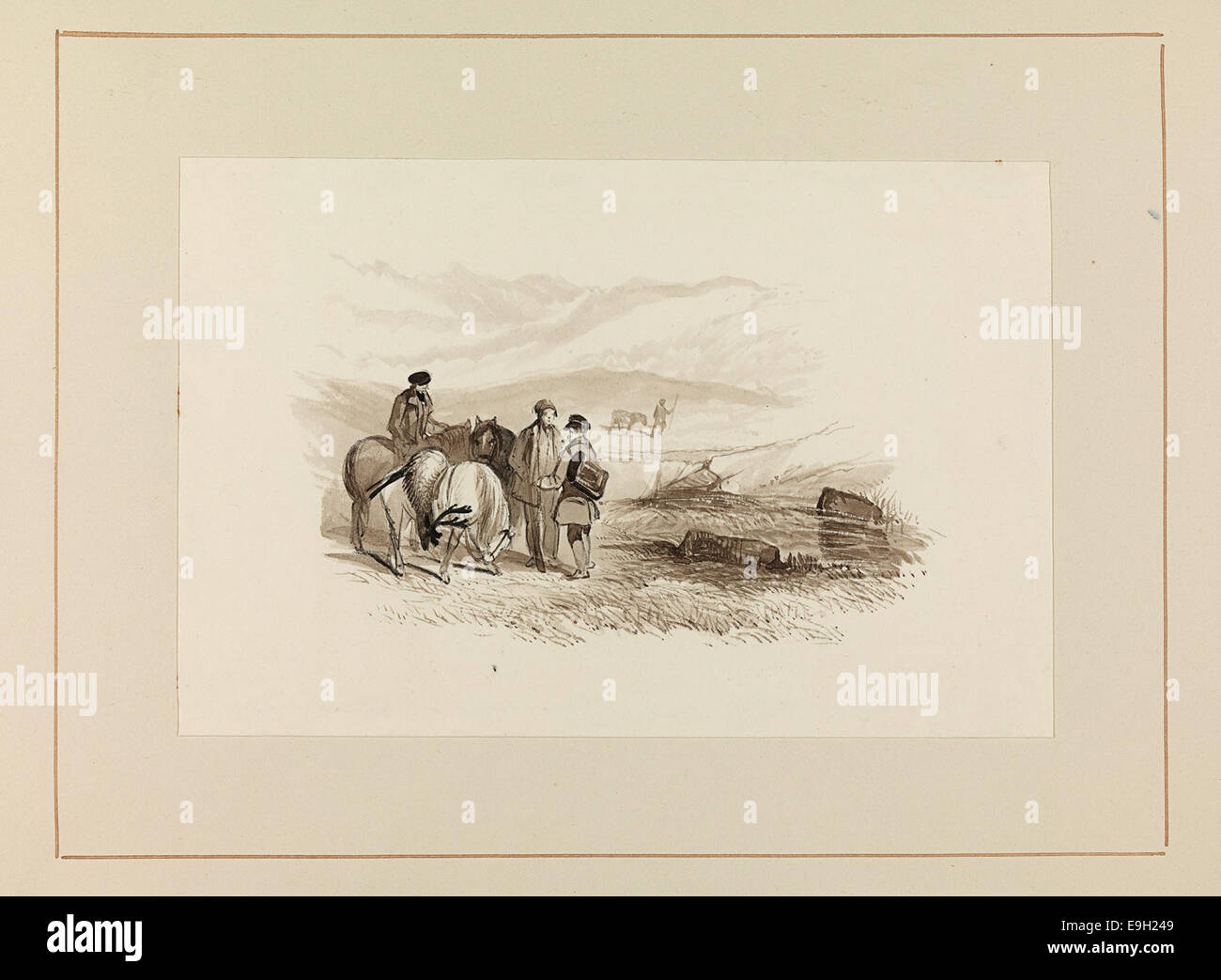 A watercolor painting by Robert Batty depicting a journey to Sneehatten ...