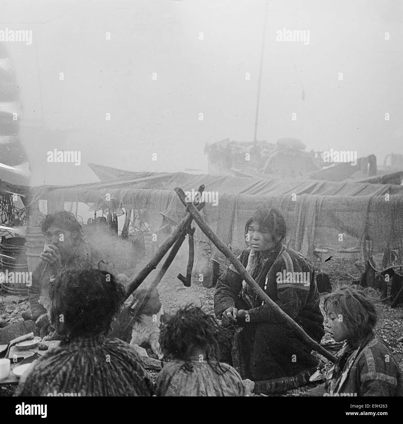 A photograph showing the Ketere (Yenisei Ostyak) people gathered around ...