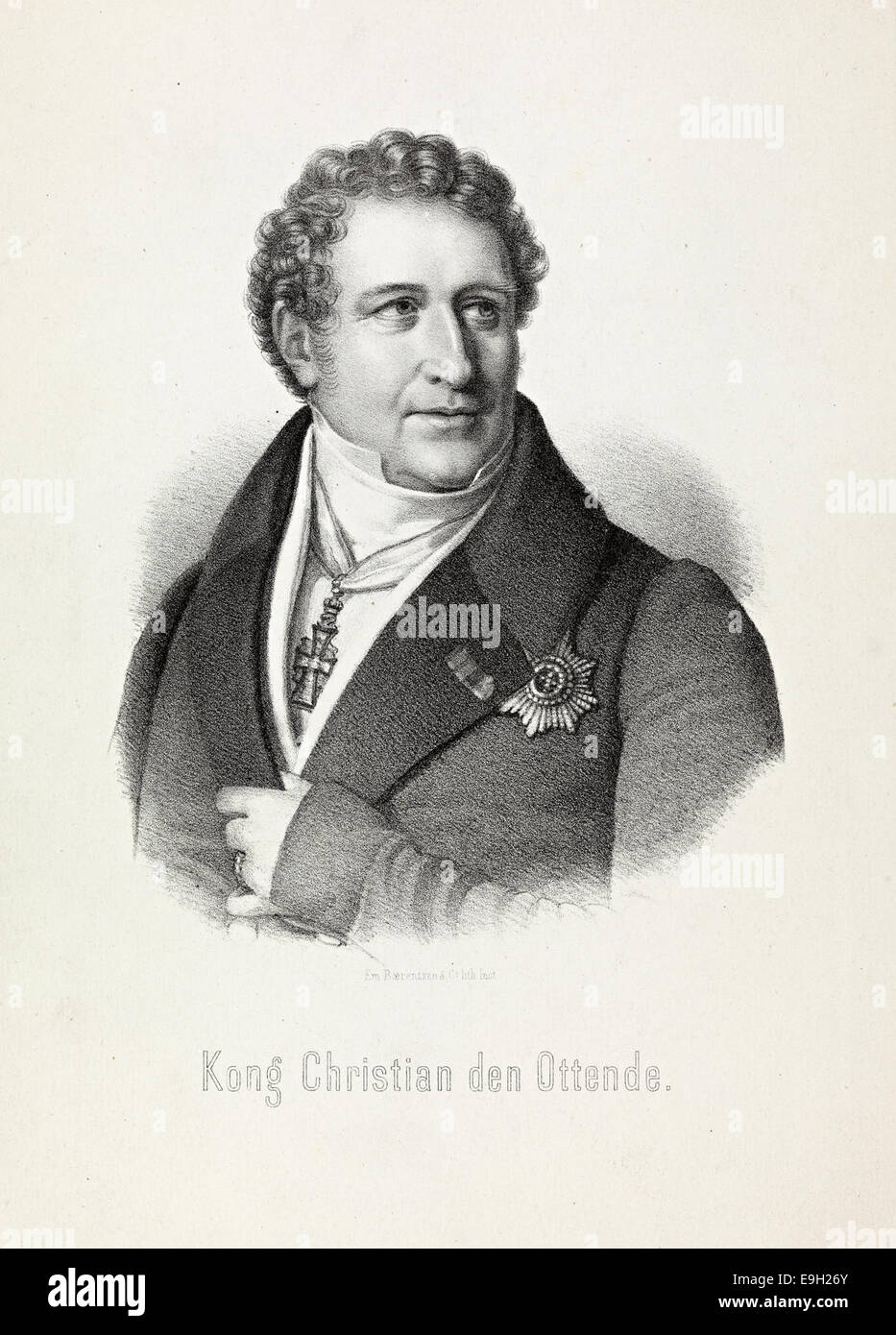 A lithograph portrait of King Christian VIII of Denmark (1786–1848 ...