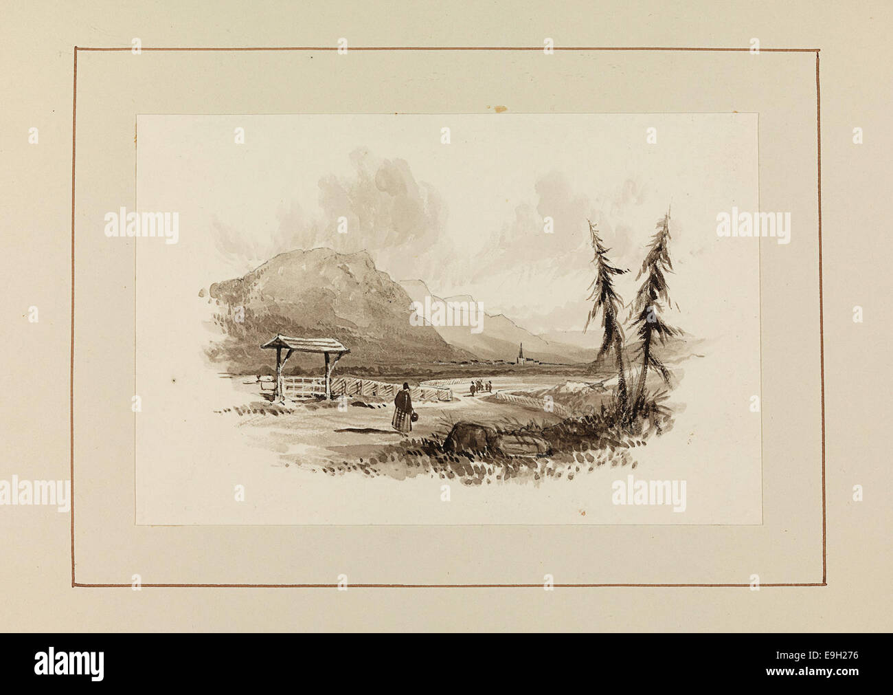 A watercolor painting by Robert Batty depicting Kongsberg in Buskerud ...