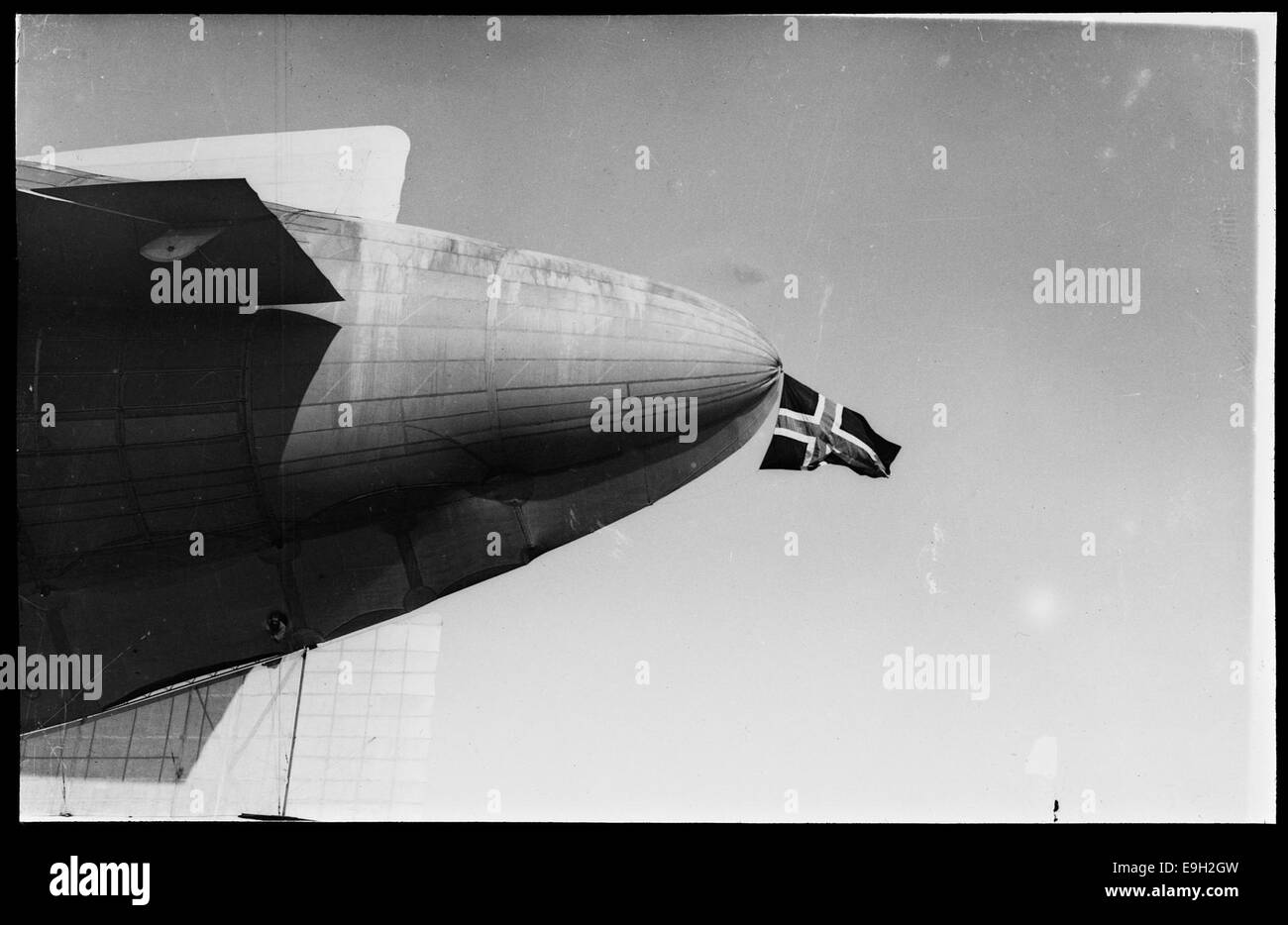 A historic photograph of the airship 'Norge' at Ciampino Airport in ...
